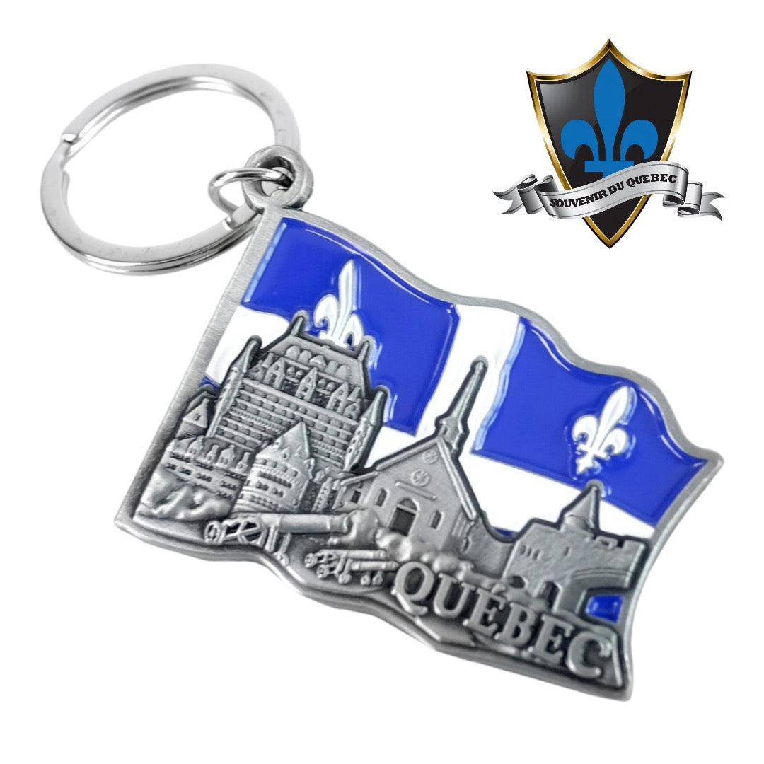 Quebec City and flag Key Ring – Souvenir Du Quebec