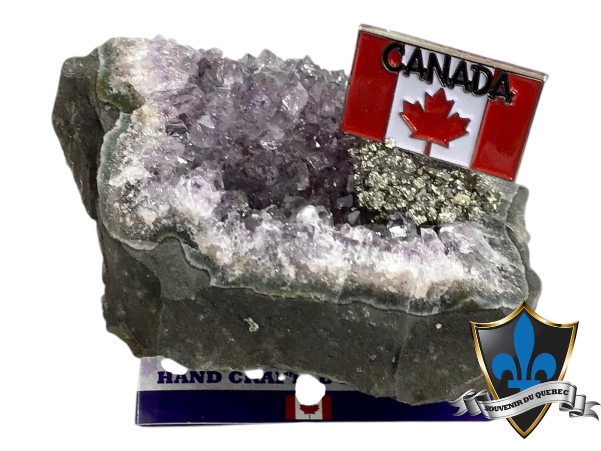 Canadian Flag AMETHYST FIGURINE GOOD LUCK. – Souvenir Du Quebec